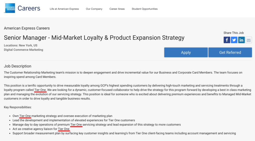 Is This What "Tier One" from American Express Is?