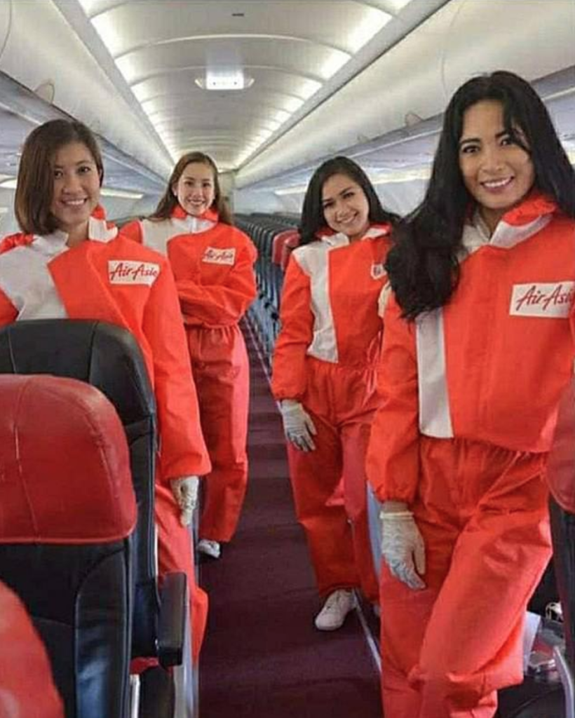 AirAsia COVID-19 Crew Uniform - Mask, Suit, and Visor